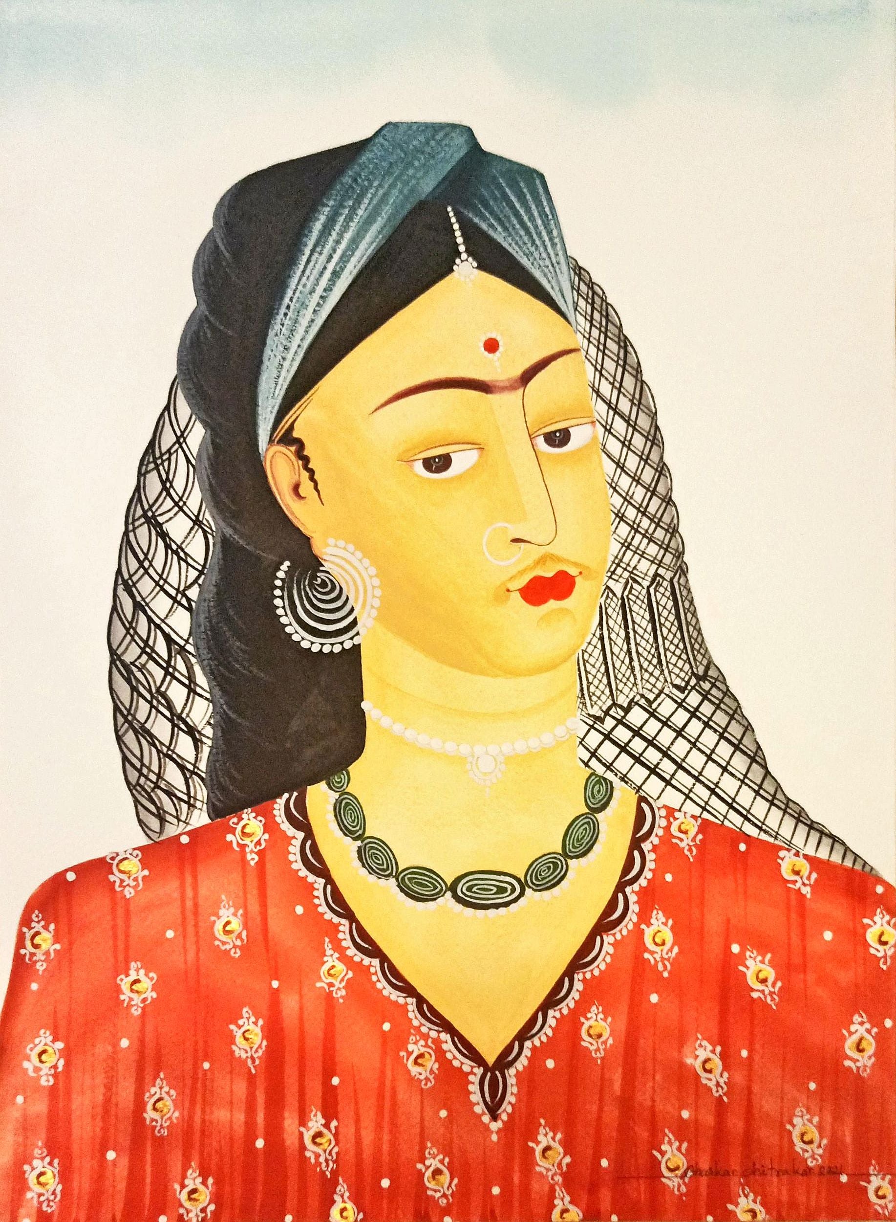 Kali-Kahlo with necklace & veil by Bhaskar Chitrakar – TEJAS GALLERY STORE